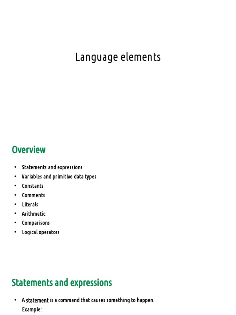 Language Elements | PDF | Data Type | Boolean Data Type
