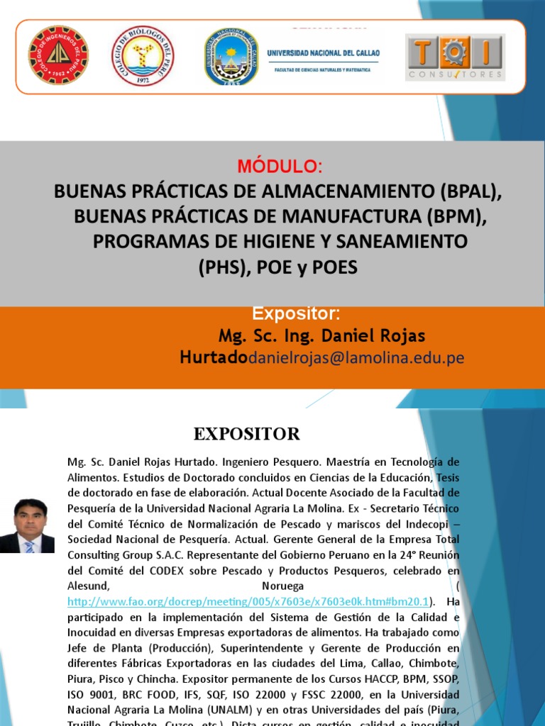 Buenas Prácticas de Almacenamiento (Bpal), Buenas Prácticas de Manufactura (BPM), Programas de ...