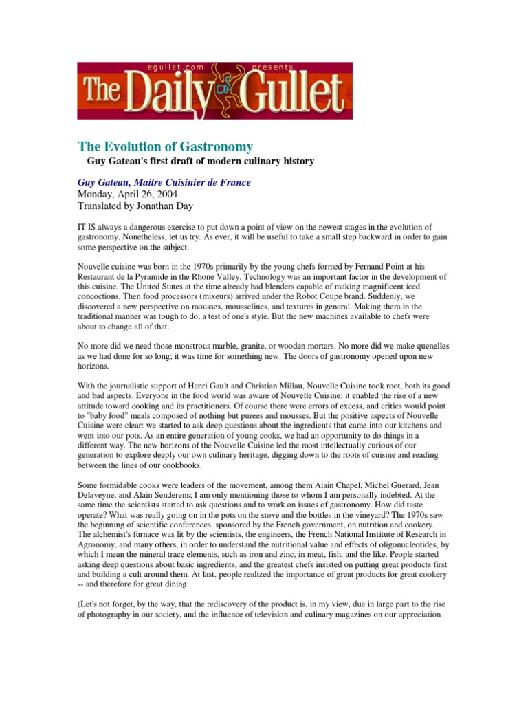 The Evolution of Gastronomy | PDF | Cuisine | Cooking