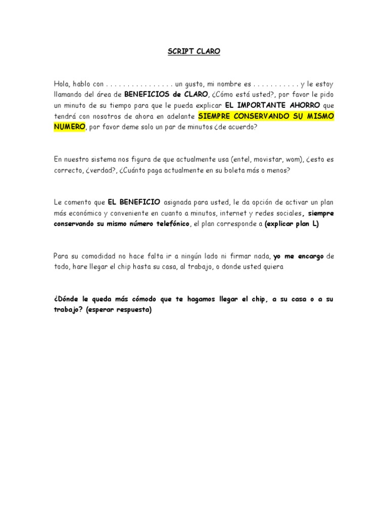 Script Claro Ultimo | PDF
