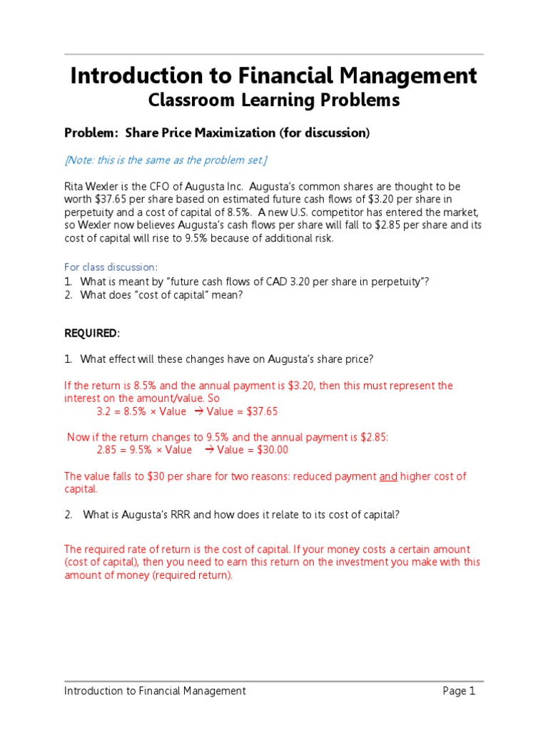 Financial Management Problem Sets | PDF | Dividend | Taxes
