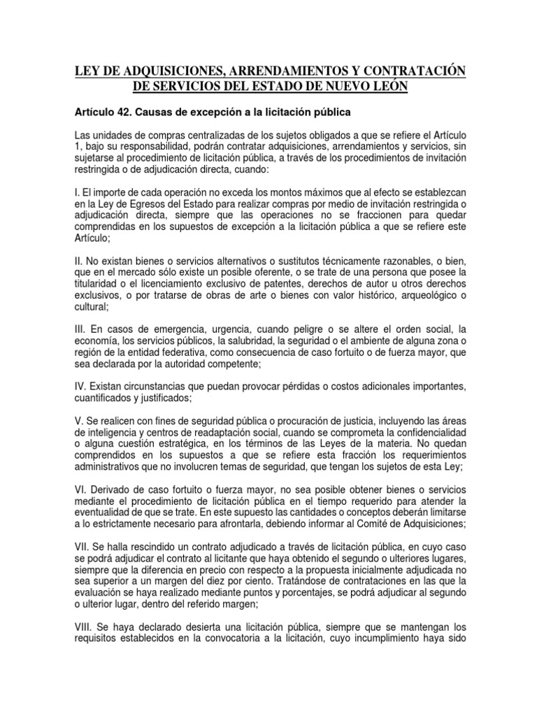Ley De Adquisiciones Pdf Estado Política Bienes