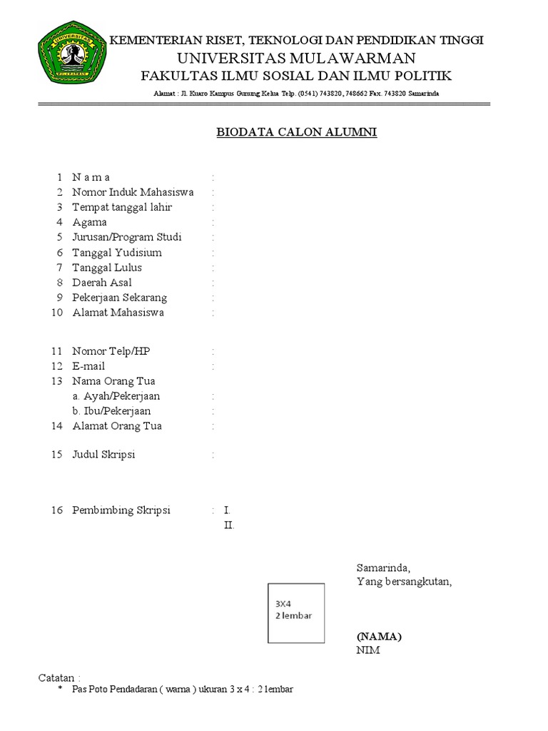 Biodata Calon Alumni | PDF