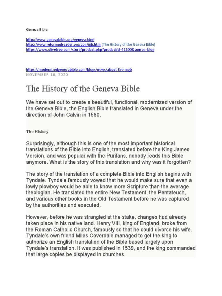 Geneva Bible | PDF | King James Version | William Tyndale