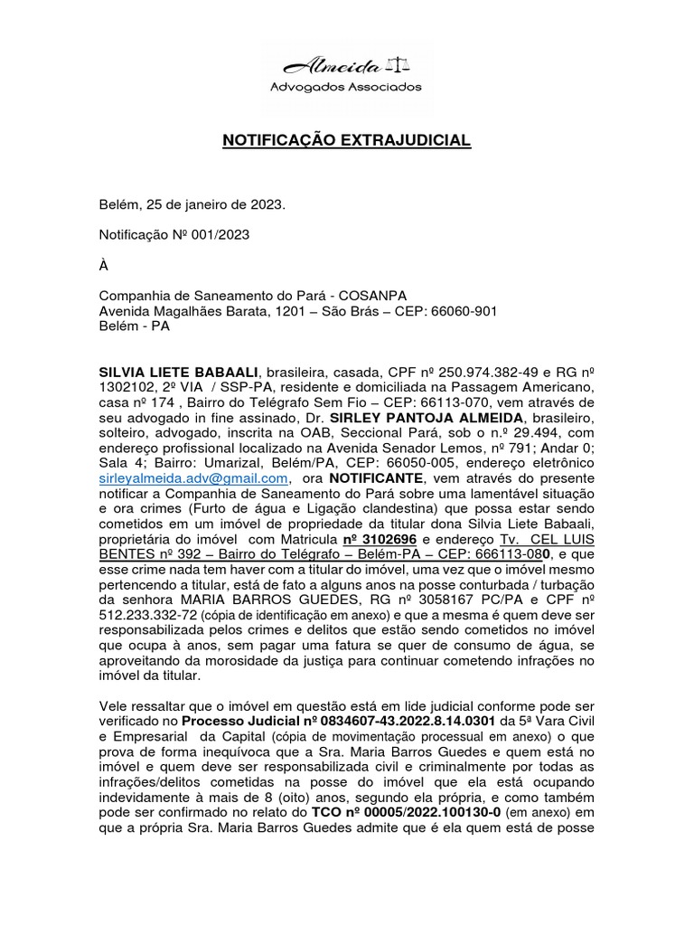 Modelo De Notifica O Word