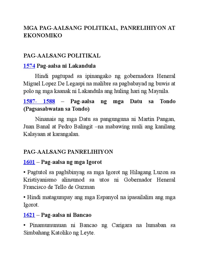 Mga Pag-Aalsa | PDF
