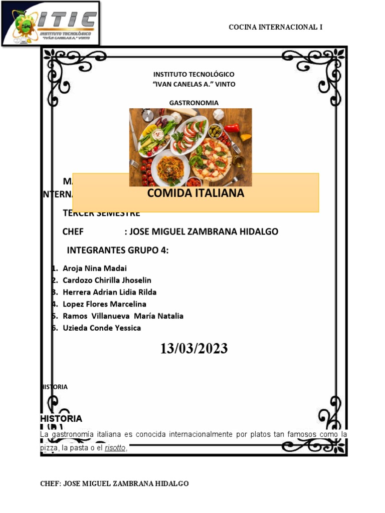 Platos Típicos de la Cocina Italiana | PDF | Cocina italiana | Pasta