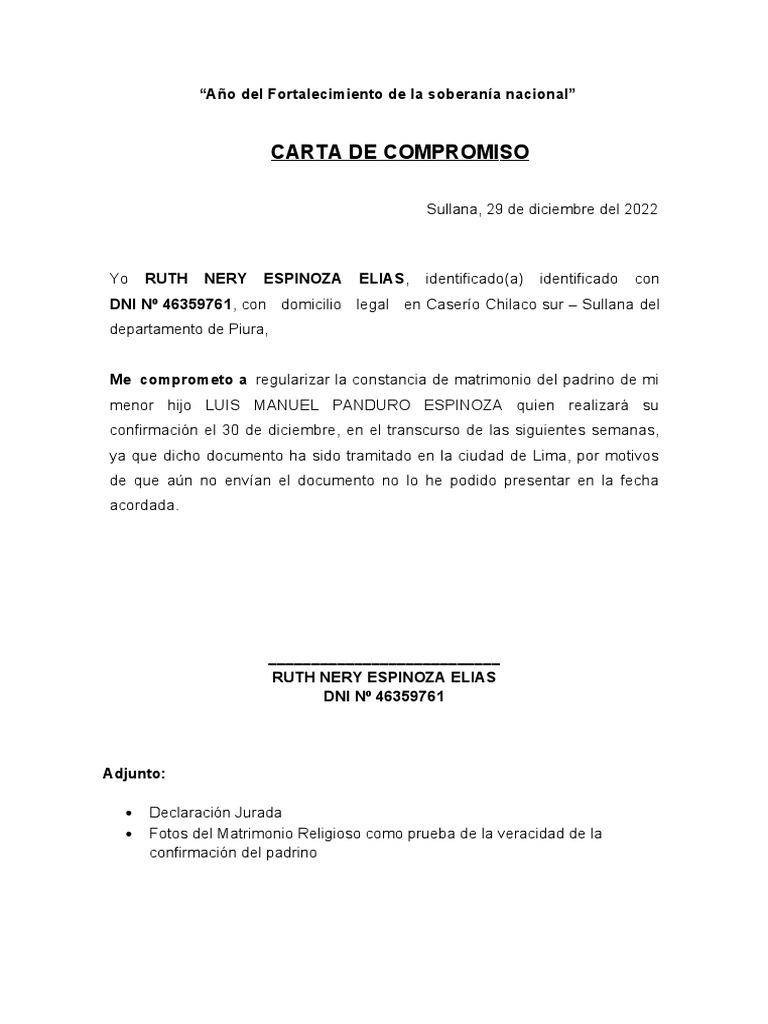 Carta de Compromiso | PDF