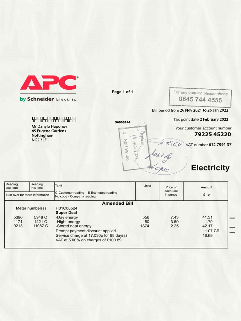 Utility Bill Electricity | PDF