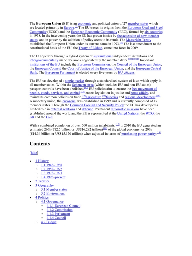 The European Union | PDF | Member State Of The European Union ...