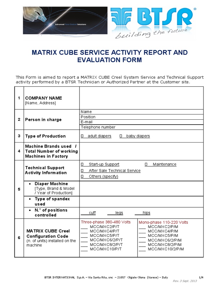 MATRIX CUBE EVALUATION TEST FORM (Rev 3) | PDF | Power Supply | Ac ...