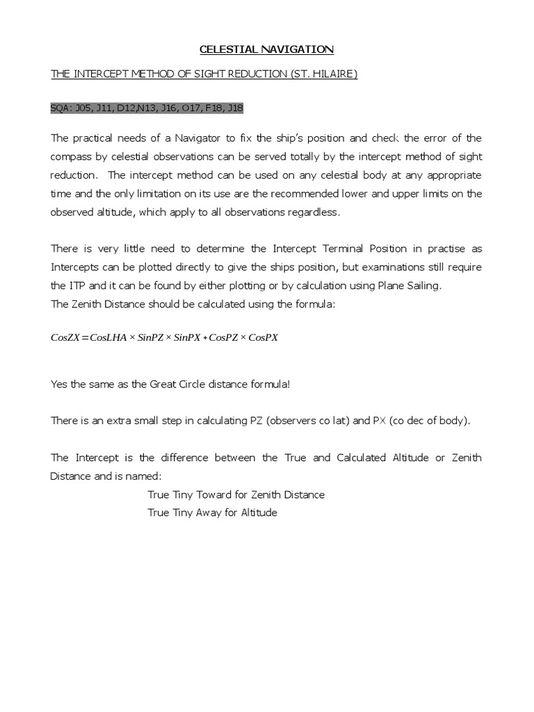 Intercept Method in Celestial Navigation | PDF | Twilight | Horizon