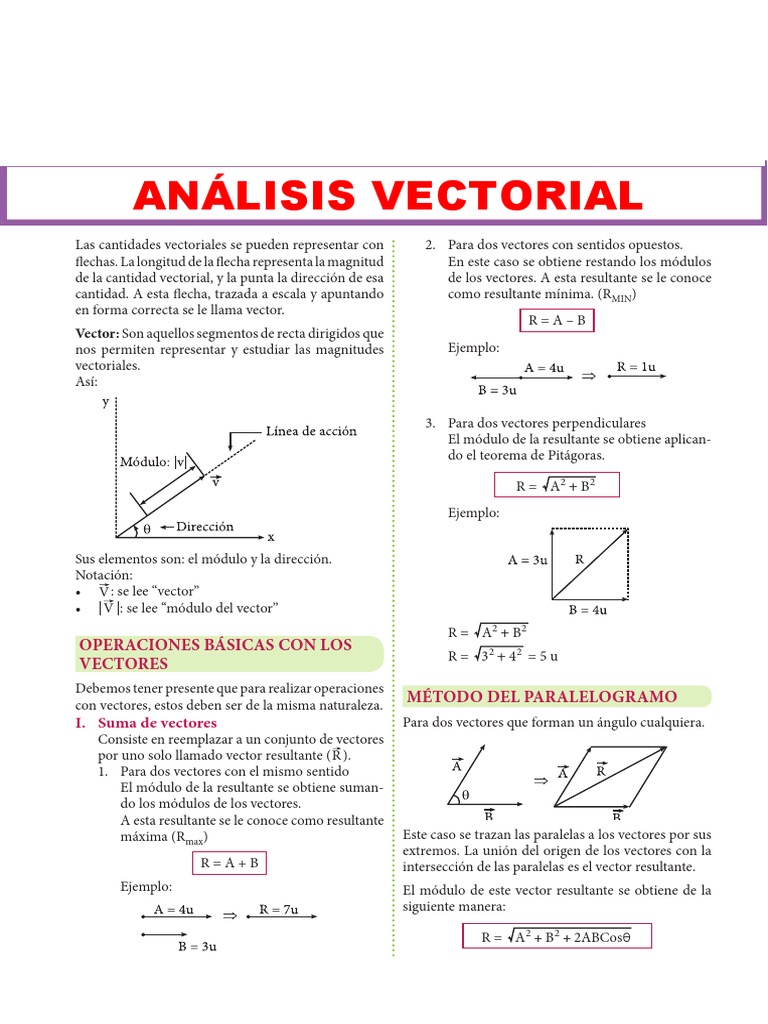 Análisis-Vectorial-para-Quinto-Grado-de-Secundaria | PDF | Vector Euclidiano | Geometría euclidiana