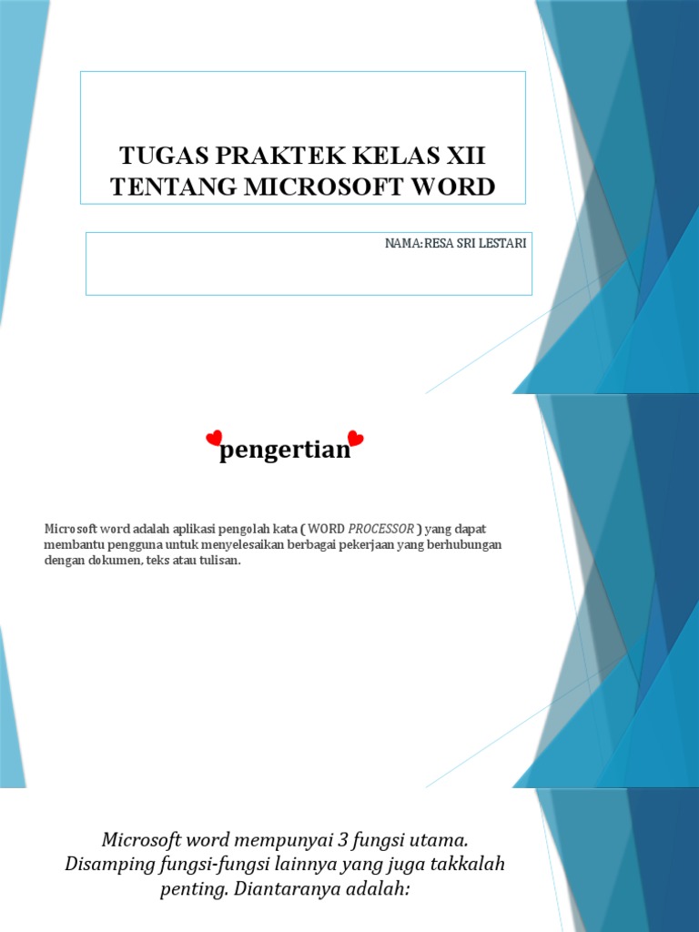Tugas Praktek Kelas Xii Tentang Microsoft Word Resa Sri Lestari | PDF