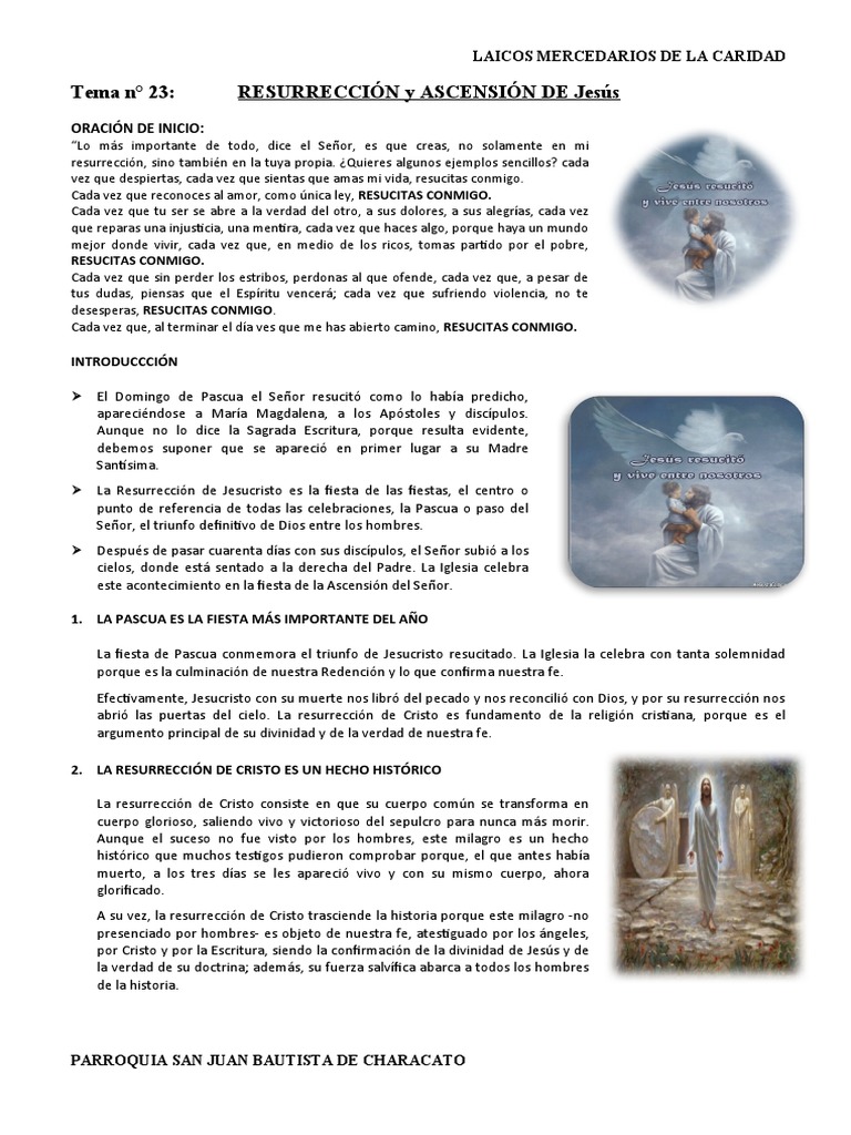 Tema 23 Resurrección y Ascension de Jesús | PDF | La resurrección de ...