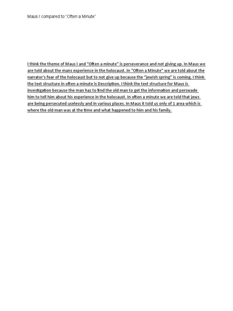 Maus I Compared To "Often A Minute" | PDF