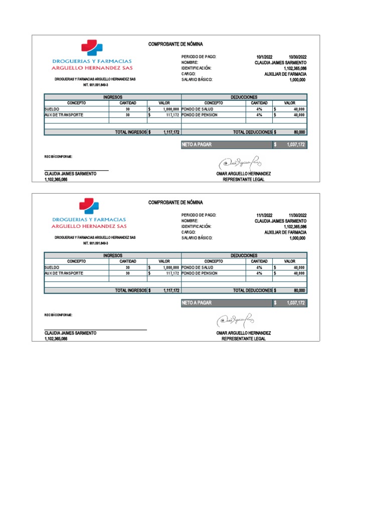 Colilla Pago Trabajadores | PDF | Salario | Comportamiento organizacional