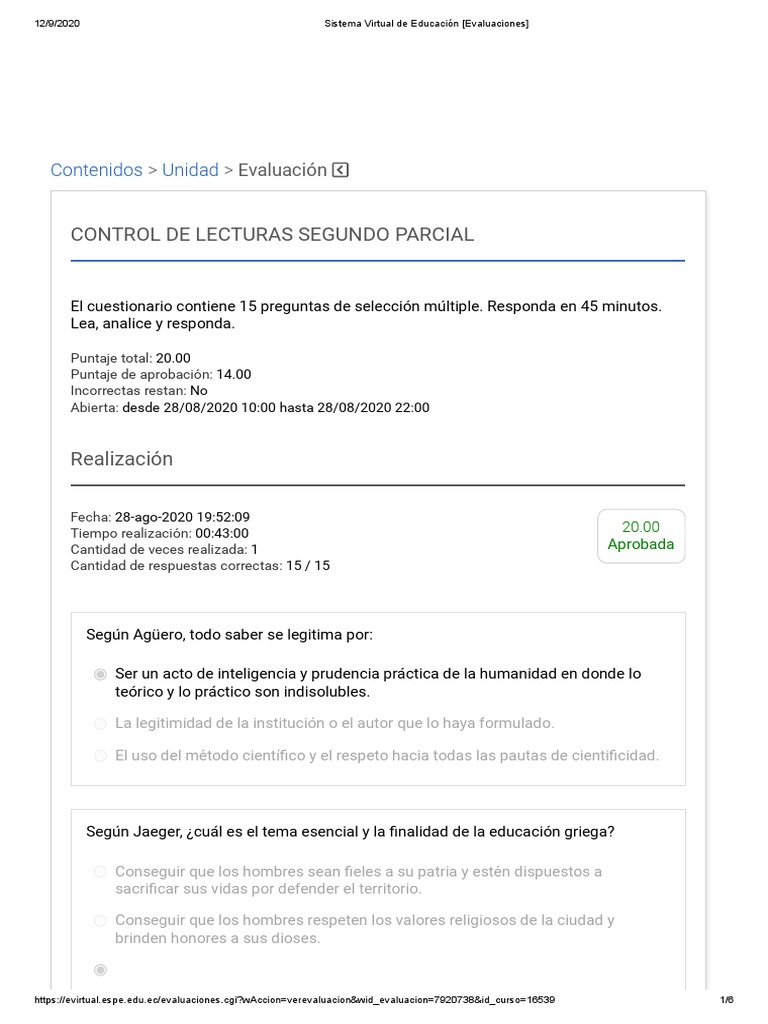 Control de Lecturas Segundo Parcial: Evaluación | PDF | Memoria | Conocimiento