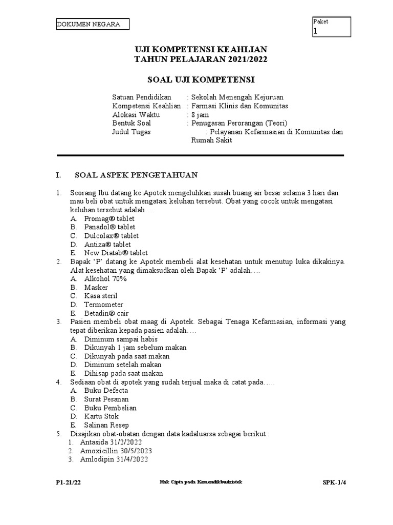 Soal Teori UPK 2022 | PDF