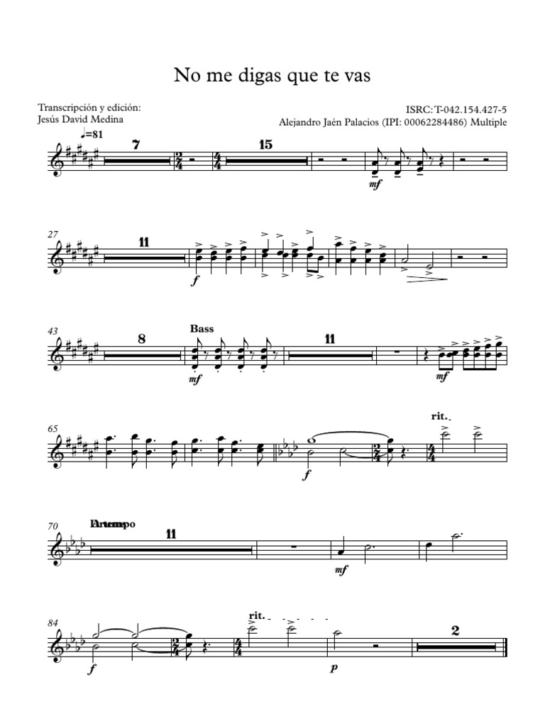 No Me Digas-Score - Trompeta en Sib | PDF