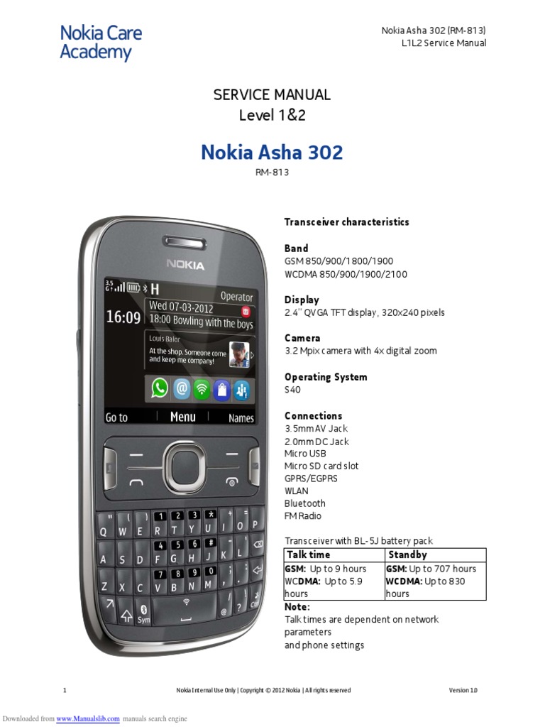 Nokia Asha 302: Service Manual Level 1&2 | PDF | Electrostatic ...