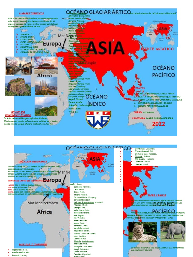 El Continente ASIATICO Triptico | PDF | Asia | Comunicación humana