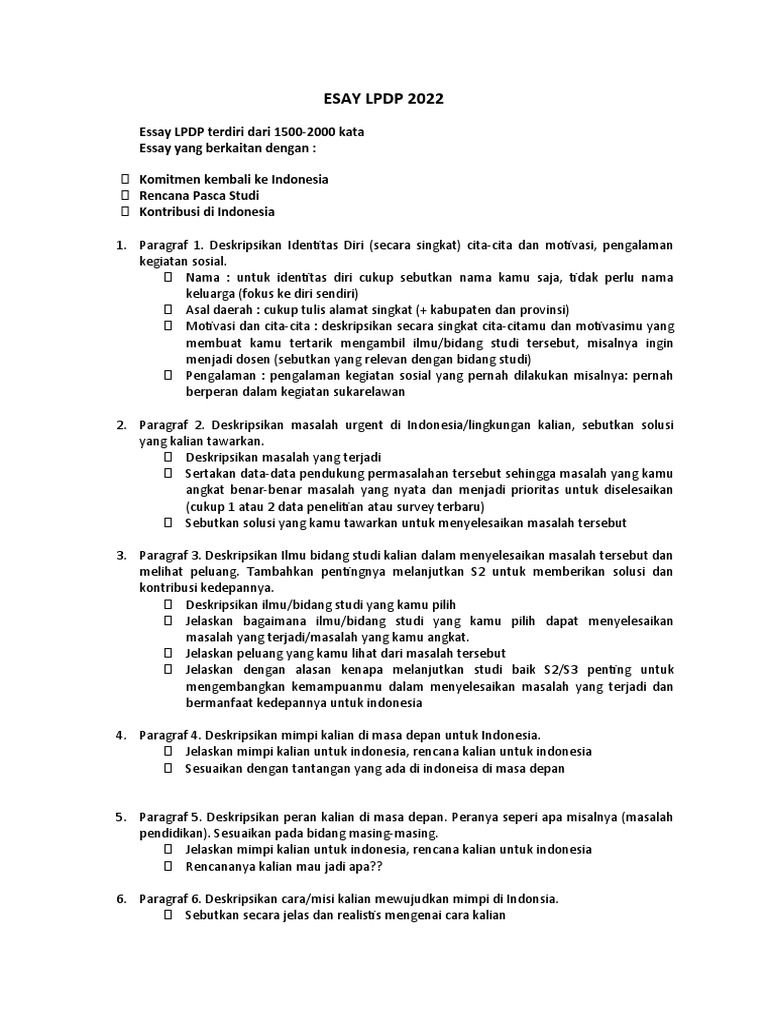 Essay LPDP | PDF