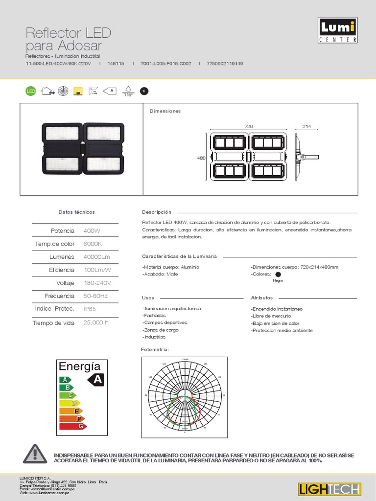 Reflector LED para Adosar: Energía | PDF | Diodo emisor de luz ...