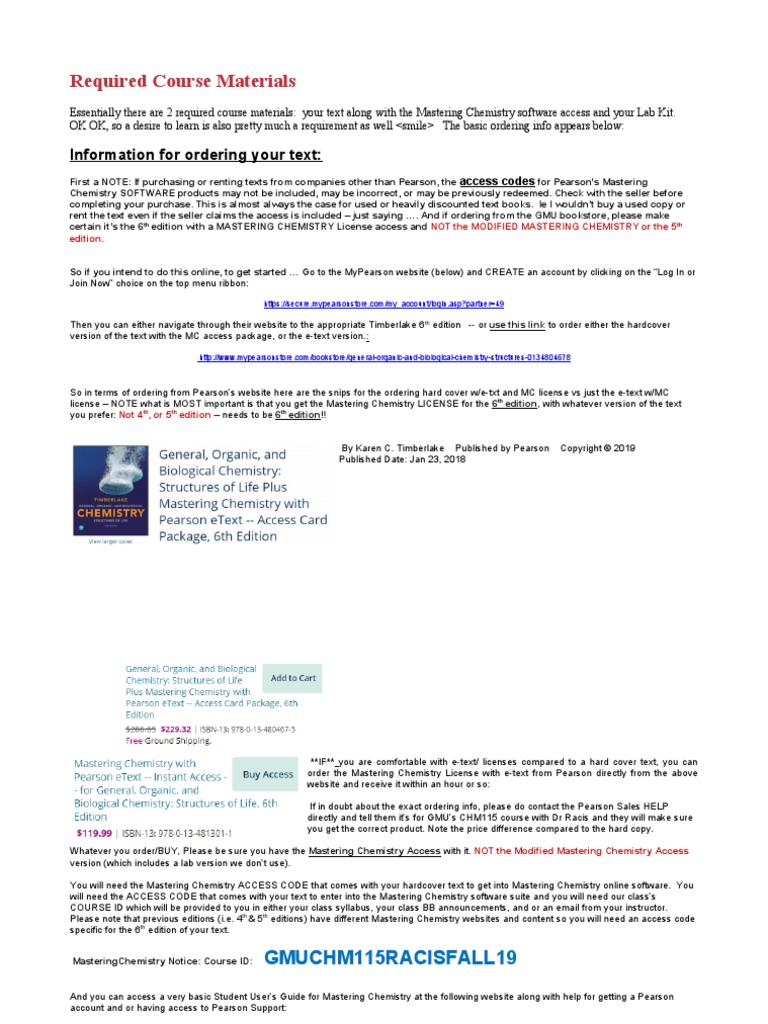 Required Course Materials | PDF | Chemistry | Computing