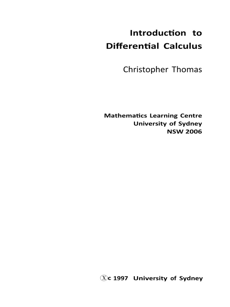 Introduction To Differential Calculus: Christopher Thomas | PDF ...