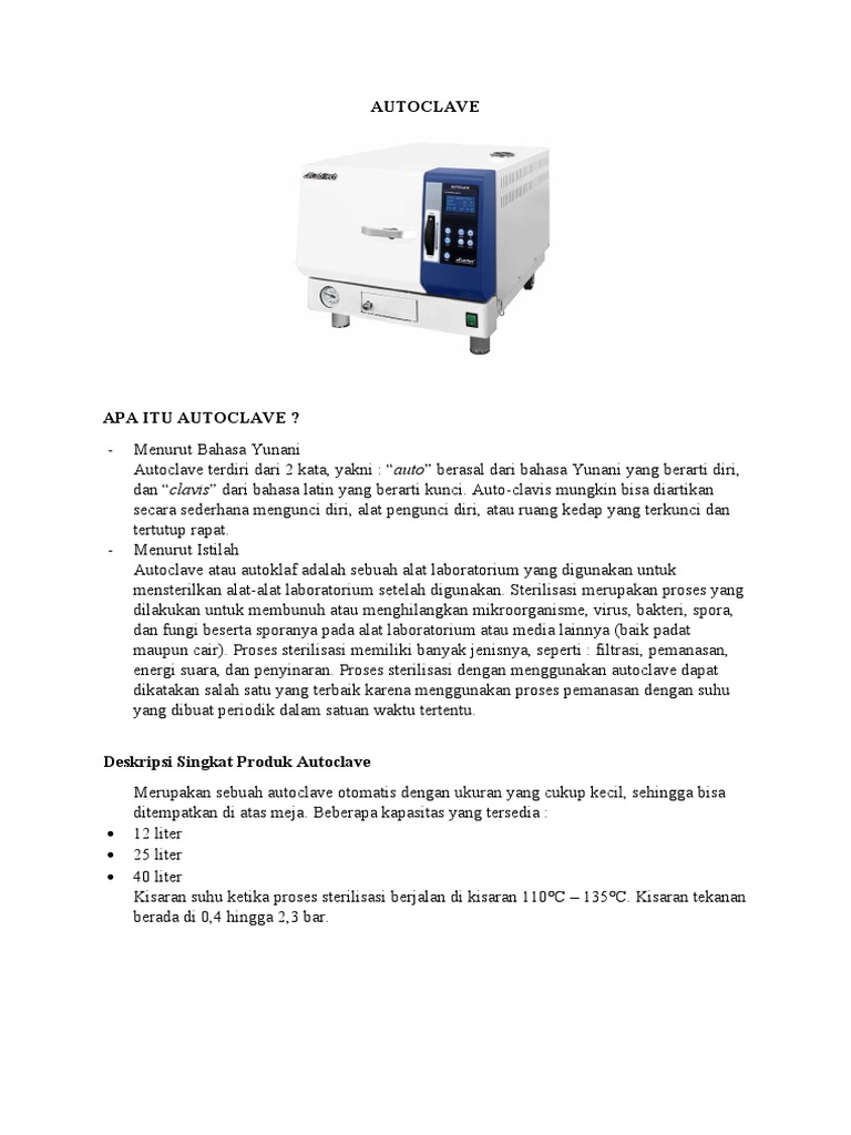 Fungsi dan Prinsip Kerja Autoclave | PDF