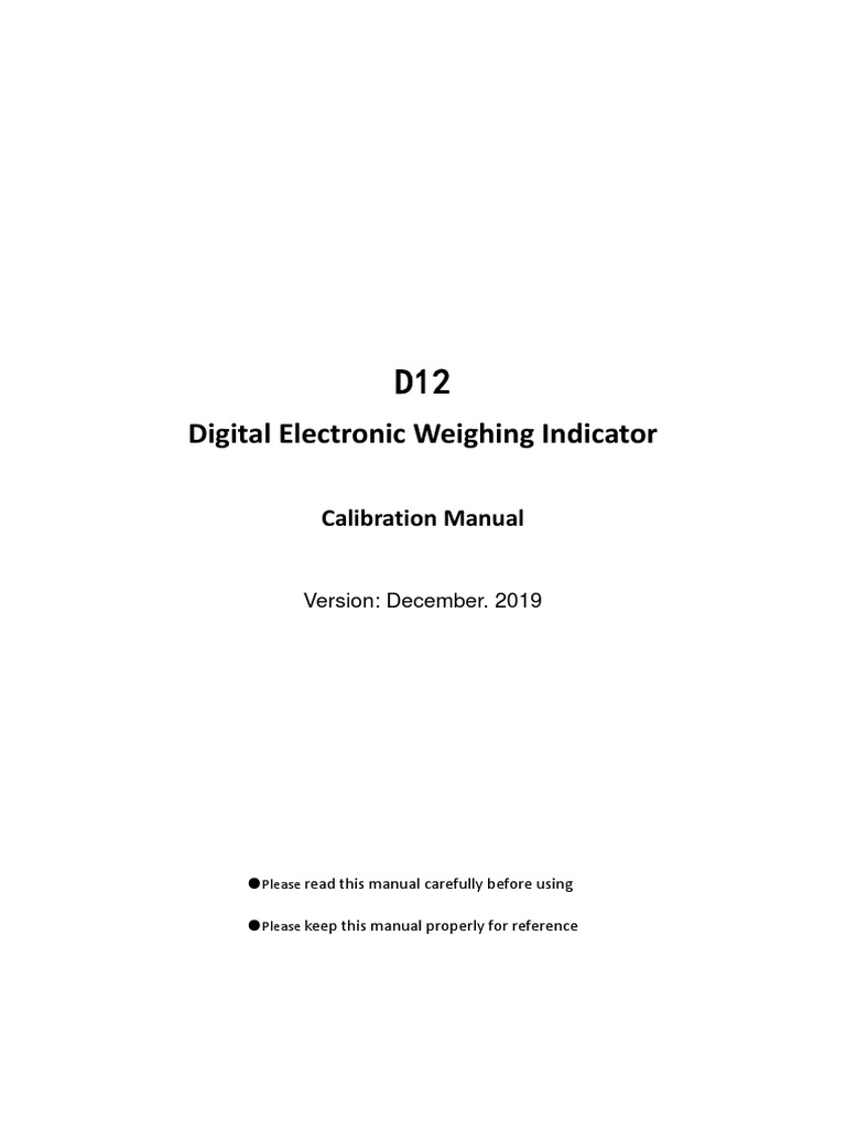 D12 Technical Manual | PDF | Calibration | Weight