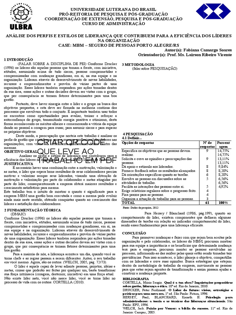 Modelo Banner | Download grátis PDF | Liderança | Psicologia