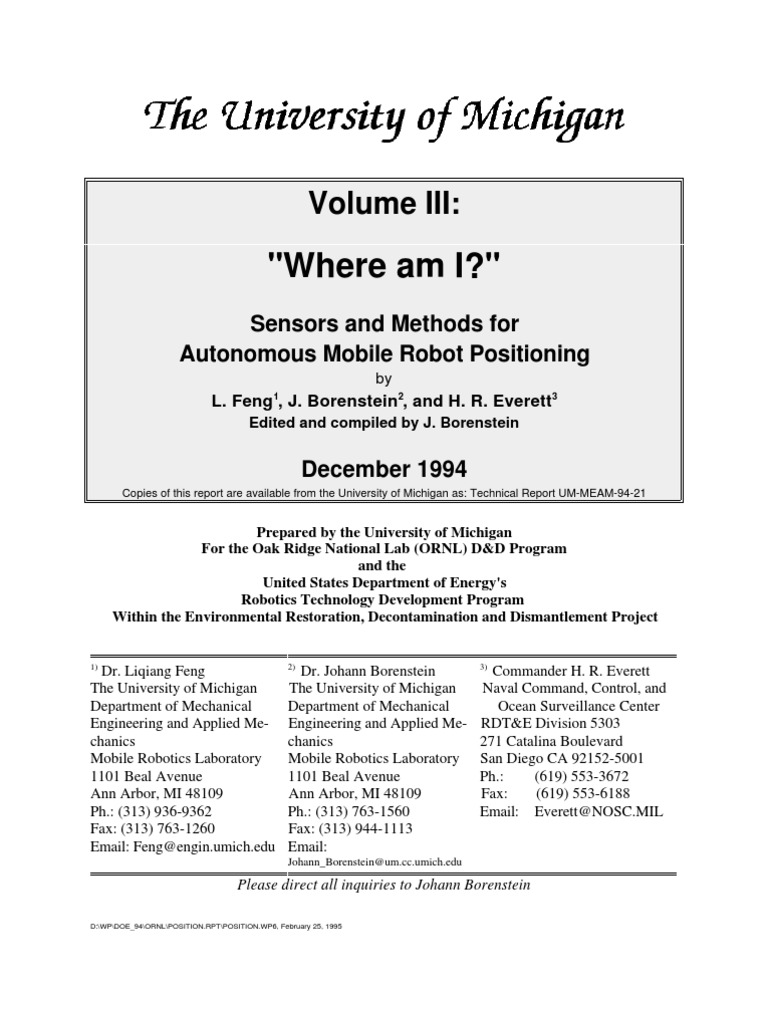 Robotics Sensors And Methods For Autonomous Mobile Robot P Pdf