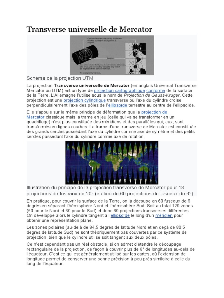 Projection UTM : Définition et Zones | PDF | Carte | Géographie