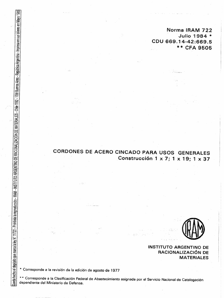 Norma IRAM-722 198407 | PDF