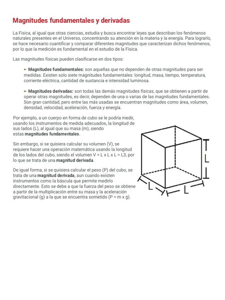 Magnitudes Fundamentales y Derivadas | PDF