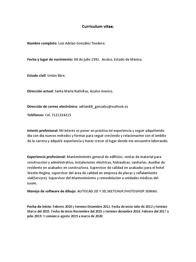 Curriculum ACTUALIZADO LUIS | PDF