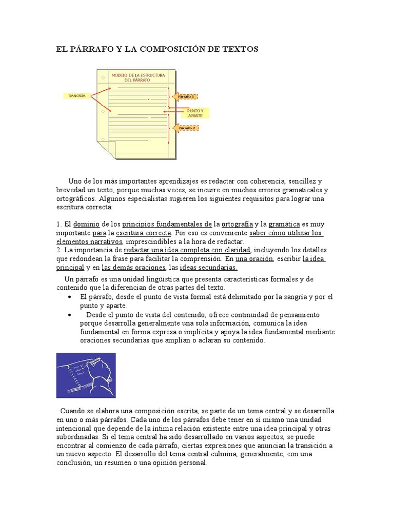 El Párrafo y La Composición de Textos | PDF | Oración (Lingüística ...