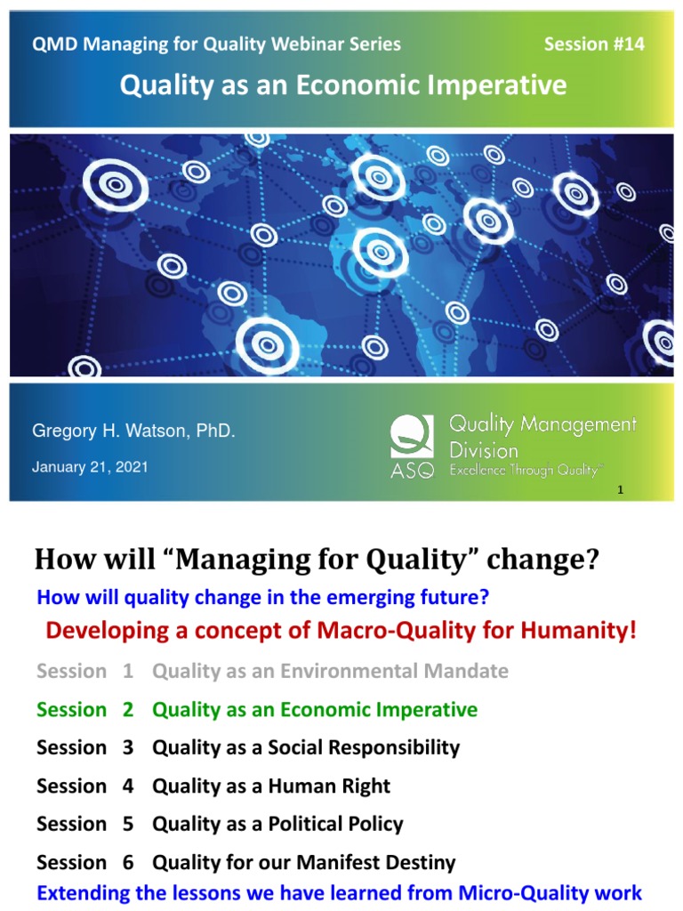 Session 14. Quality as an Economic Imperative (Watson, 2021) | PDF ...