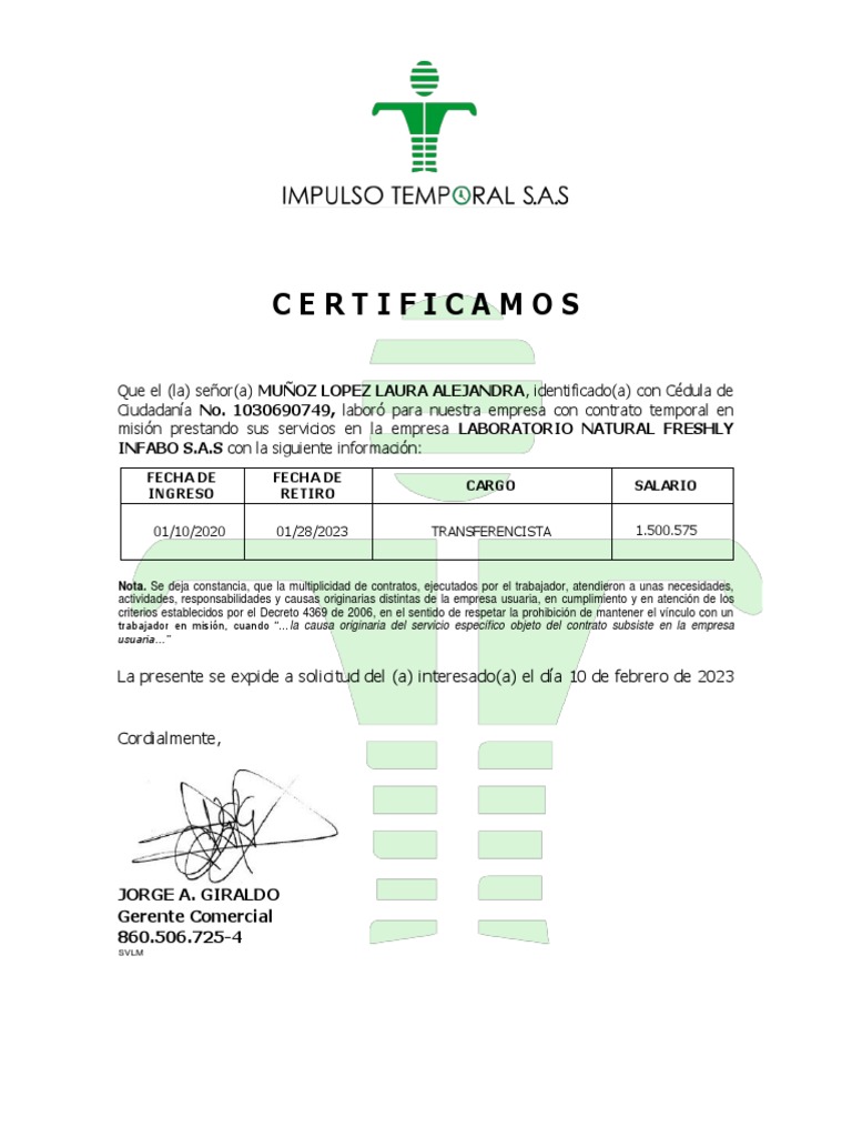 Certificado 3 Freshly | PDF