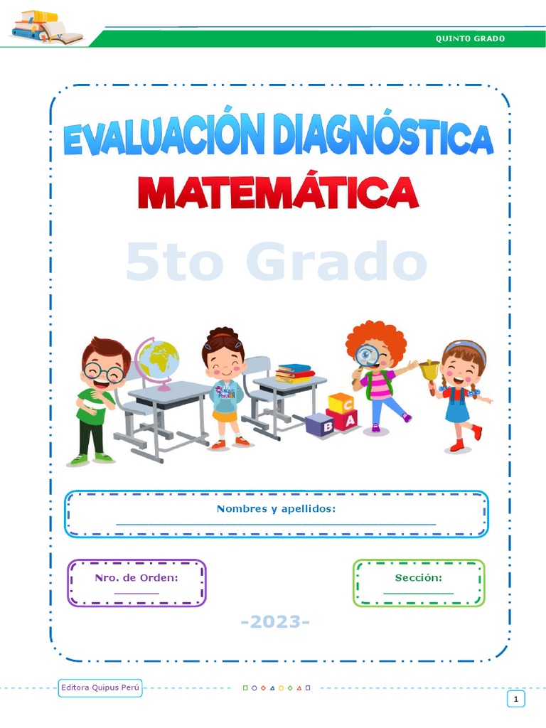 Evaluación de Matemática para Quinto Grado | PDF