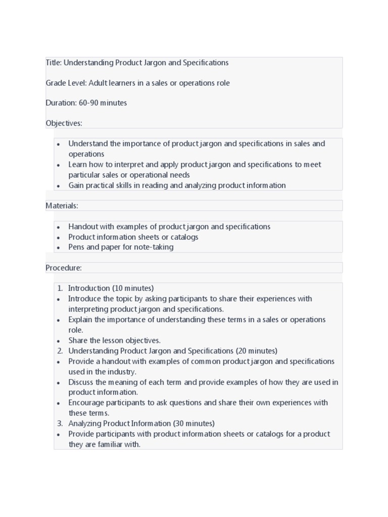 Understanding Product Jargon and Specifications | PDF | Learning | Information