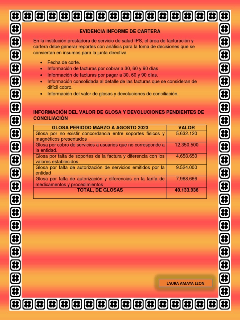 Evidencia Informe de Cartera | PDF