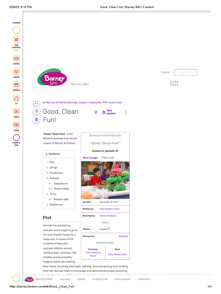 Good, Clean Fun! Episode Overview | PDF | Fandom | Hygiene