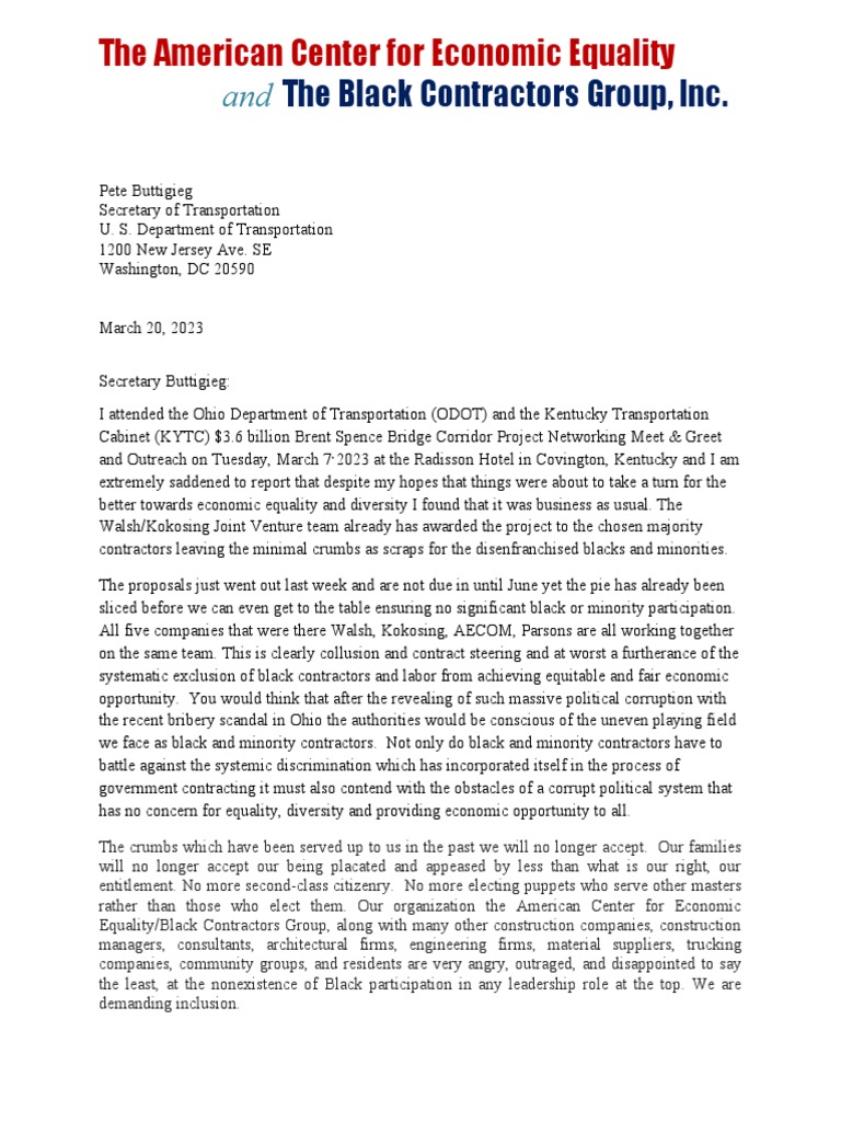 Group's Letter To U.S. Dept of Transportation | PDF | Economies