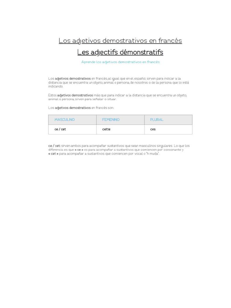 Adjectifs Démonstratifs | PDF