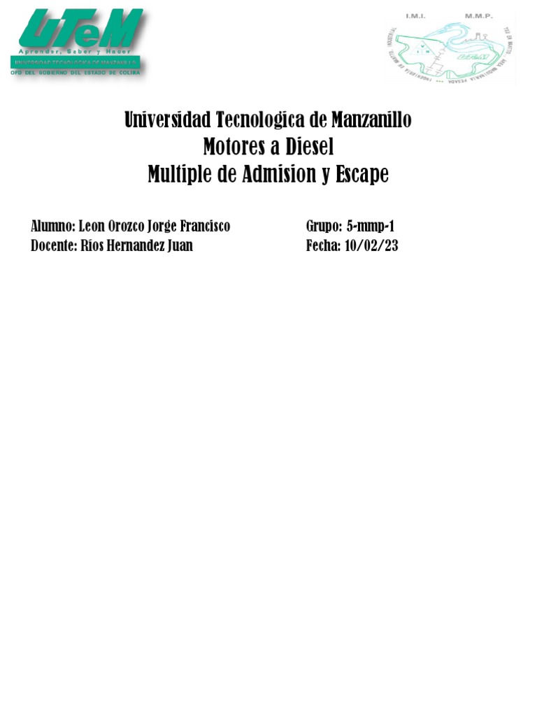 Múltiple de Admisión y Escape | PDF | Tornillo | Máquinas