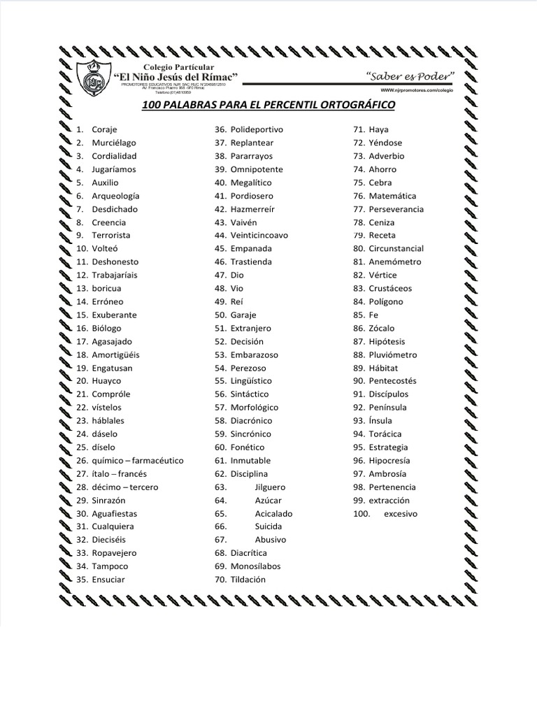 Dokumen - Tips - 100 Palabras Percentil Secundaria | PDF