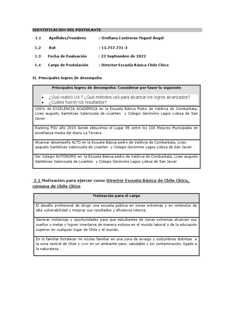 Ficha Complementaria 2022 Escuela Básica de Chile Chico | PDF